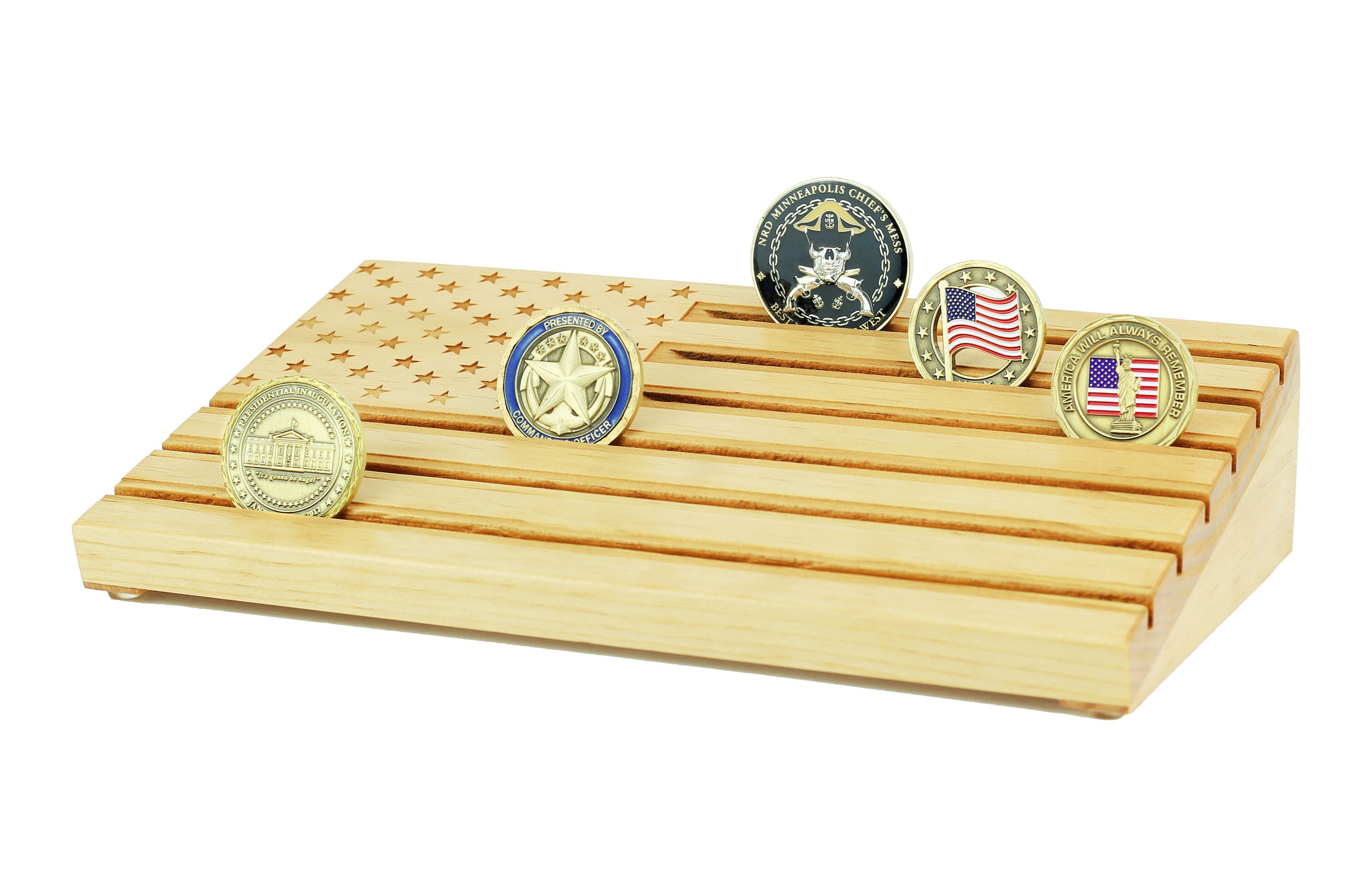 Wooden American Flag Challenge Coin Display Wood Flag - Etsy