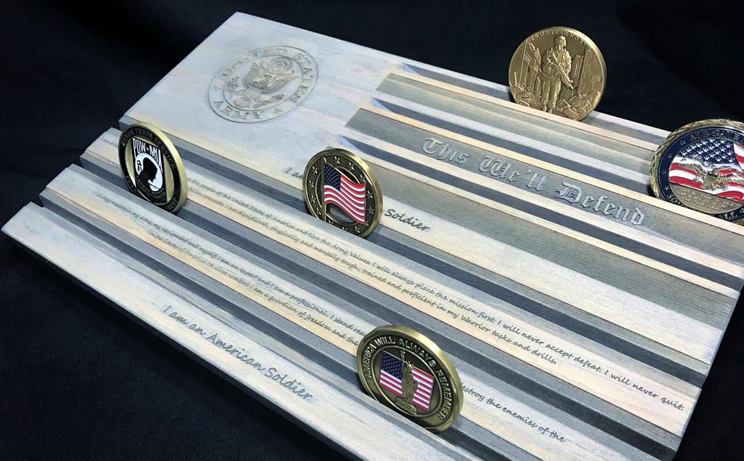 Army Challenge Coin Display - Soldier's Creed - This We'll Defend ...