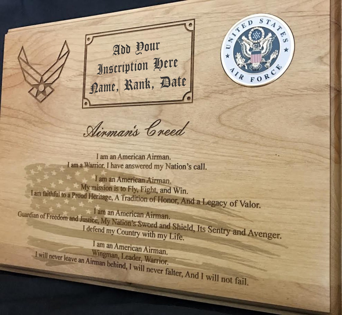 Personalized Air Force Airman's Creed Plaque | Etsy