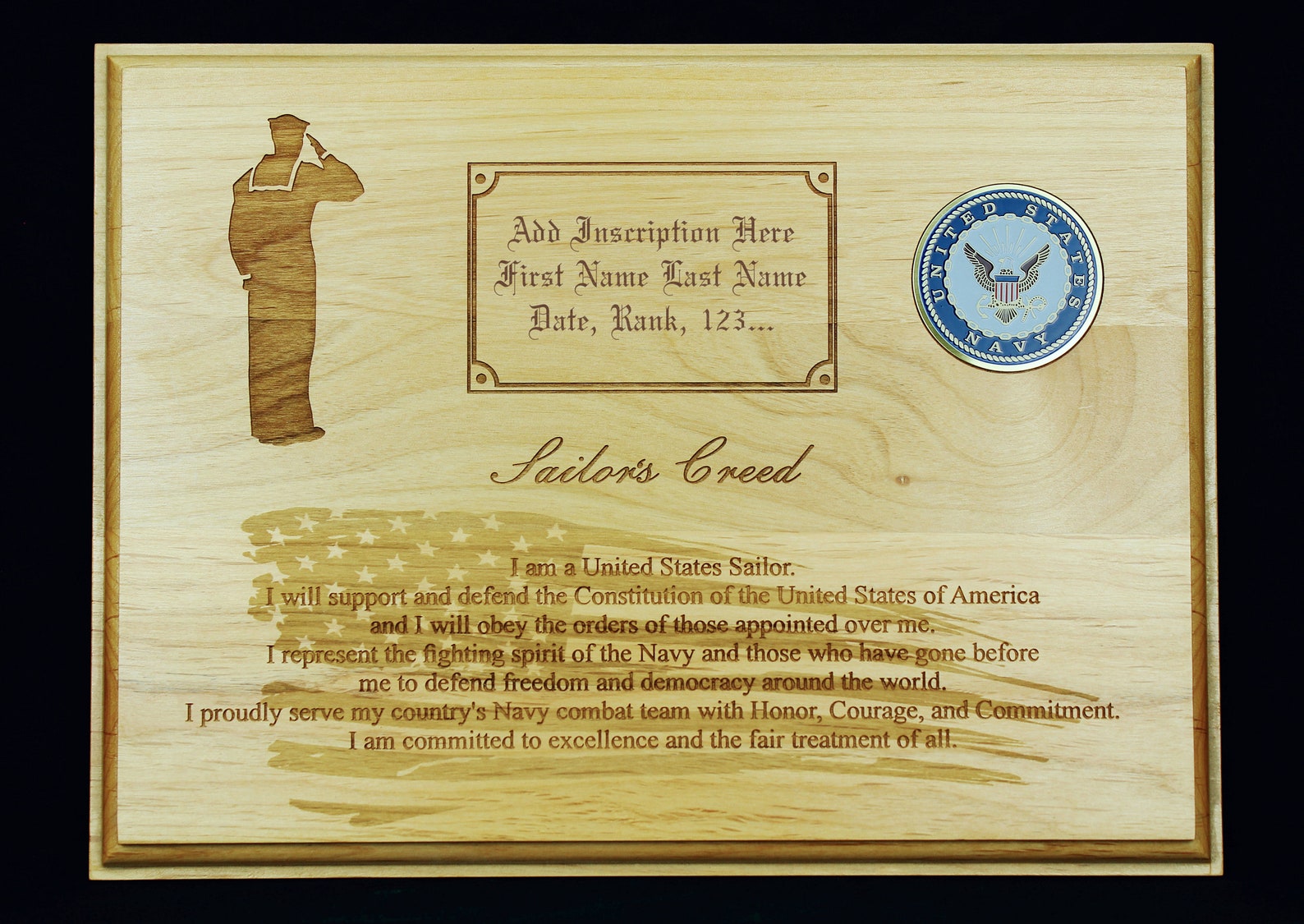 Personalized Navy Sailor's Creed Plaque - Etsy
