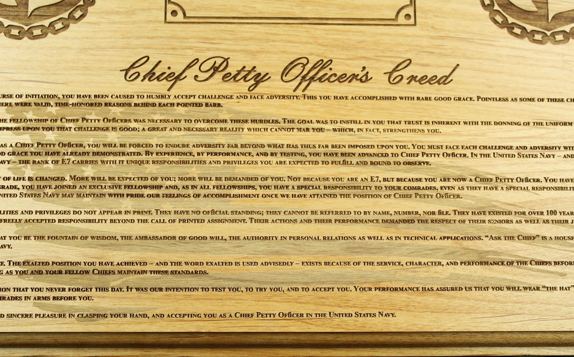 Personalized Navy Chief's Creed Plaque Chief Pinning - Etsy