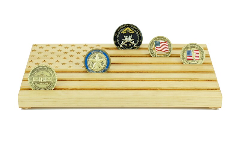 Wooden American Flag Challenge Coin Display Wood Flag - Etsy