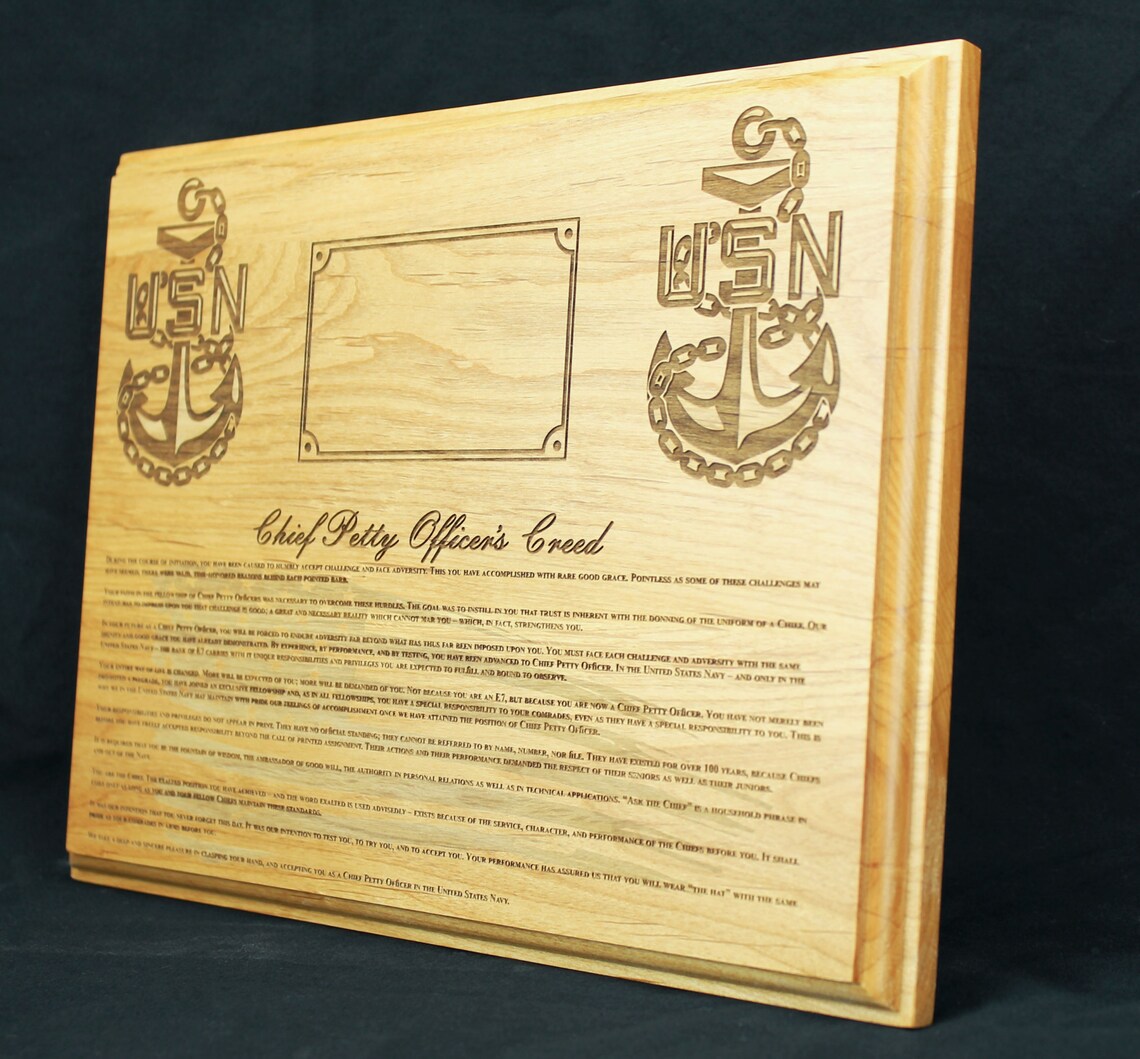 Personalized Navy Chief's Creed Plaque Chief Pinning - Etsy