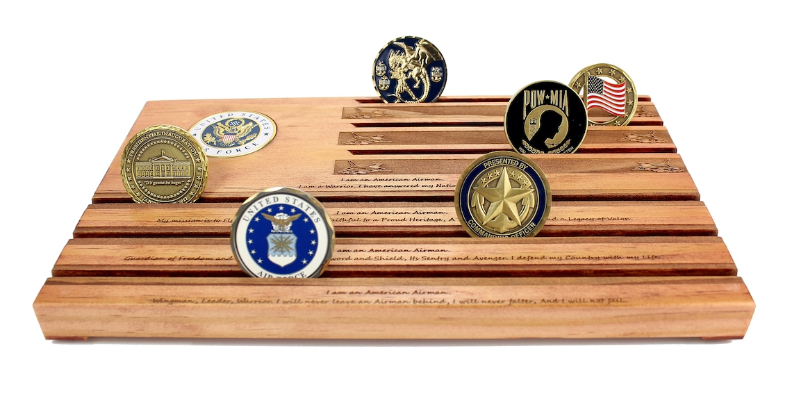 Red Air Force Challenge Coin Display Airman's Creed Coin - Etsy