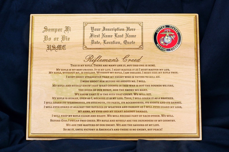 Personalized Marine Corp Rifleman's Creed Plaque Marine - Etsy