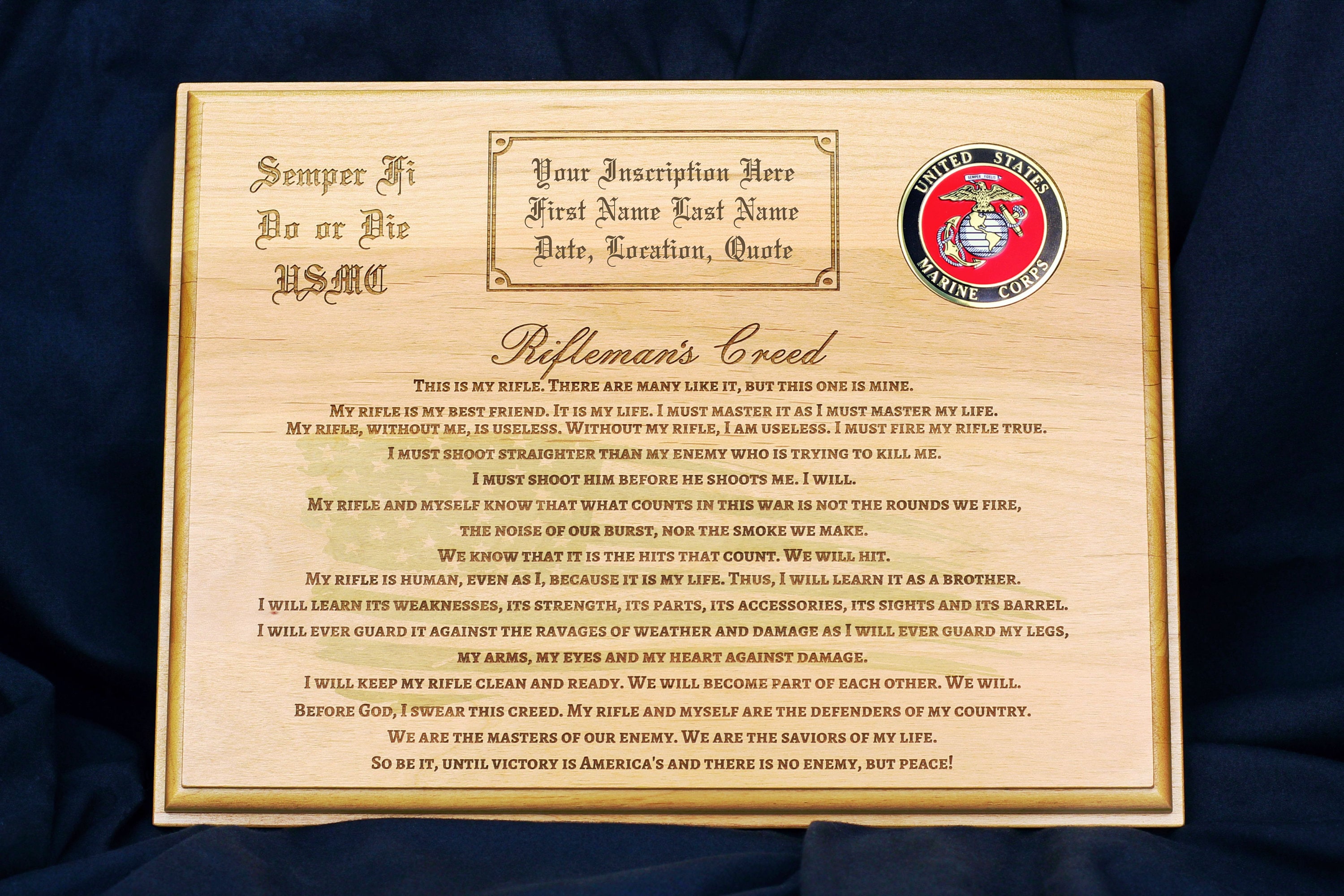 Personalized Marine Corp Rifleman's Creed Plaque Marine - Etsy