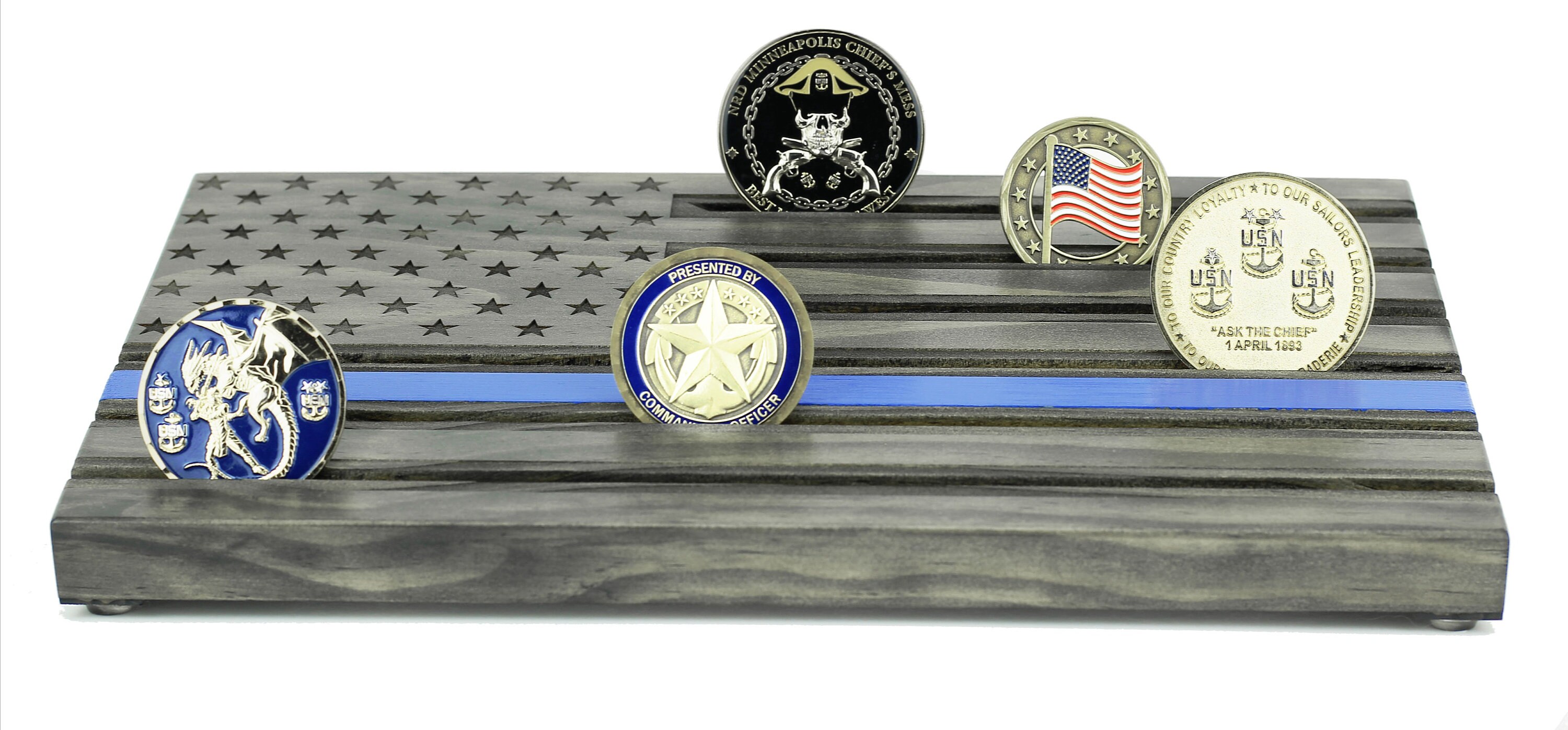 Thin Blue Line Challenge Coin Display Personalized | Etsy