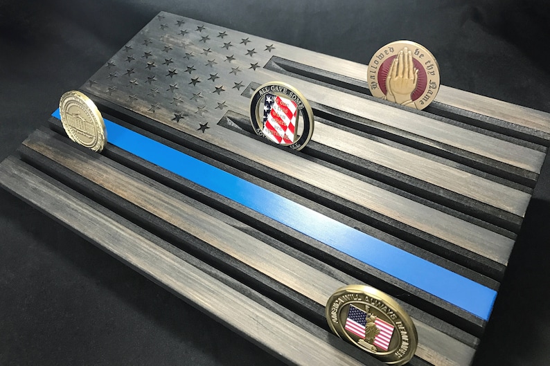 Thin Blue Line Challenge Coin Display Personalized | Etsy
