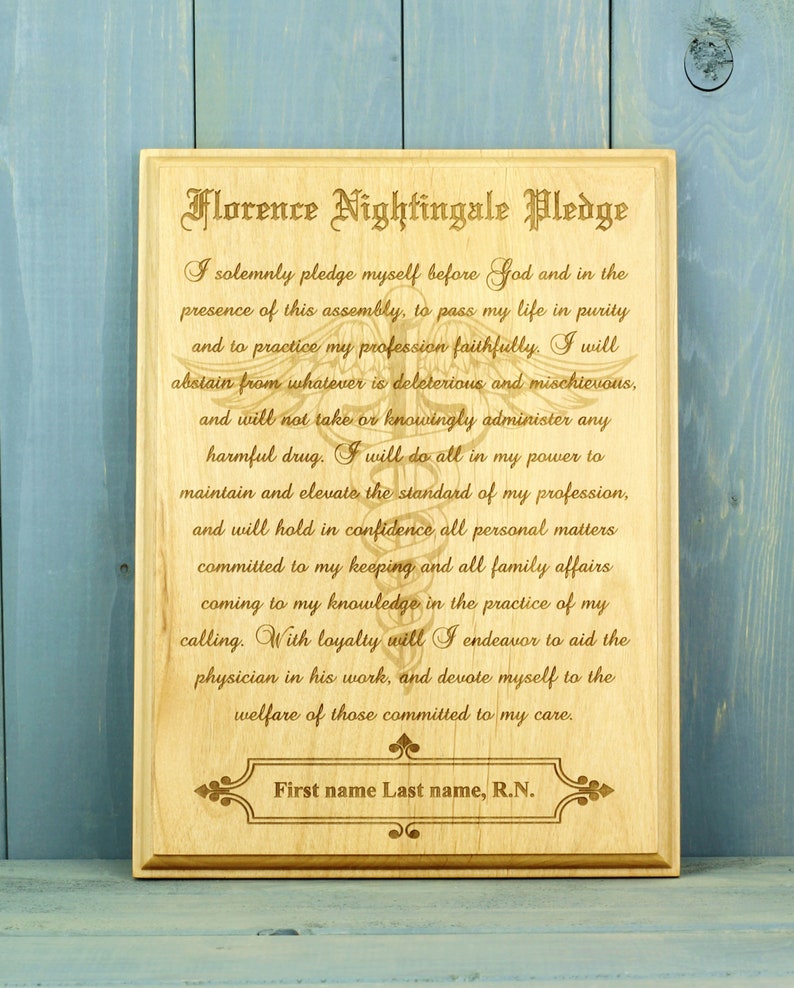 Florence Nightingale Pledge With Caduceus Plaque - Personalized - Etsy