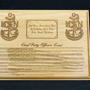 Personalized Navy Chief's Creed Plaque - Chief Pinning Gift - Chief ...