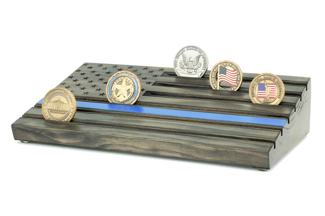 Law Enforcement Thin Blue Line Challenge Coin Display - Personalized - Etsy