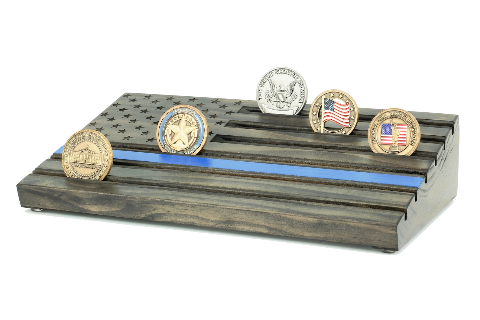 Law Enforcement Thin Blue Line Challenge Coin Display | Etsy