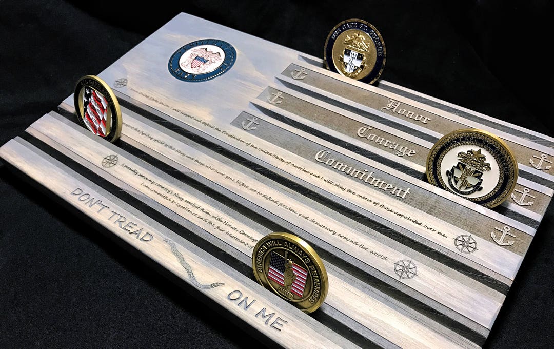 Navy Officer Challenge Coin Display - Gray - Personalize - Etsy