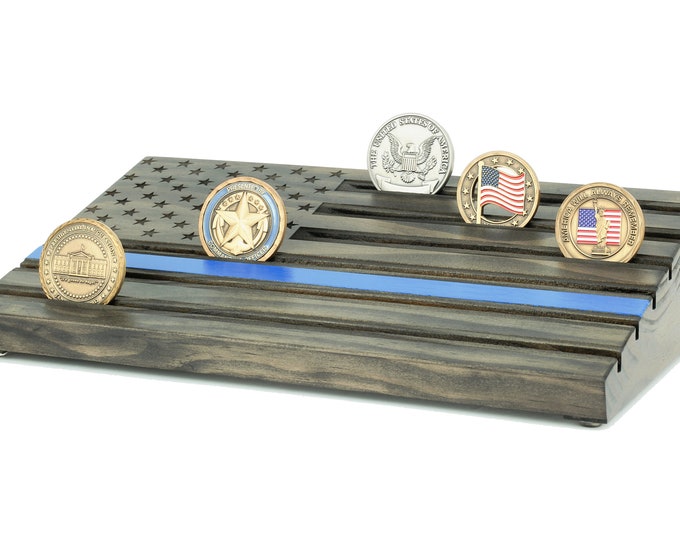 Thin Blue Line Challenge Coin Display - Personalized - Etsy