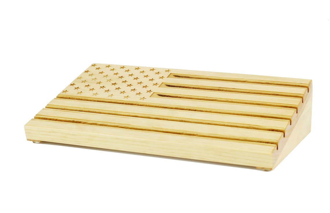Wooden American Flag Challenge Coin Display Blonde - Etsy