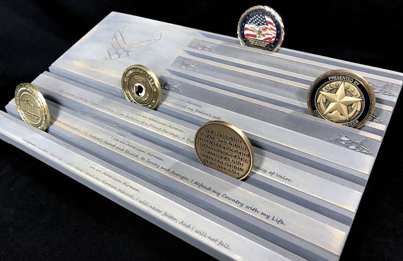 Gray Air Force Airman's Creed Coin Display - Military Challenge Coin ...