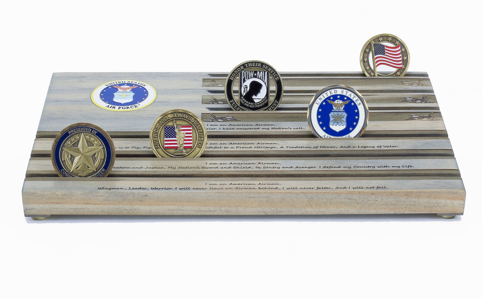 Gray Air Force Challenge Coin Display Coin Holder Airman's Creed Coin ...