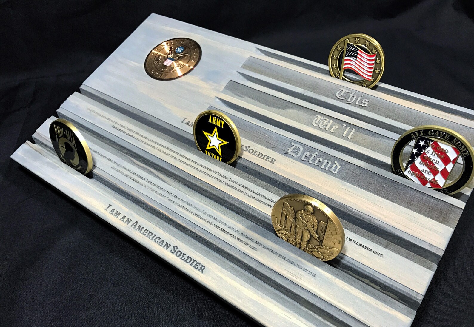Gray Army Challenge Coin Display Army Coin Rack | Etsy