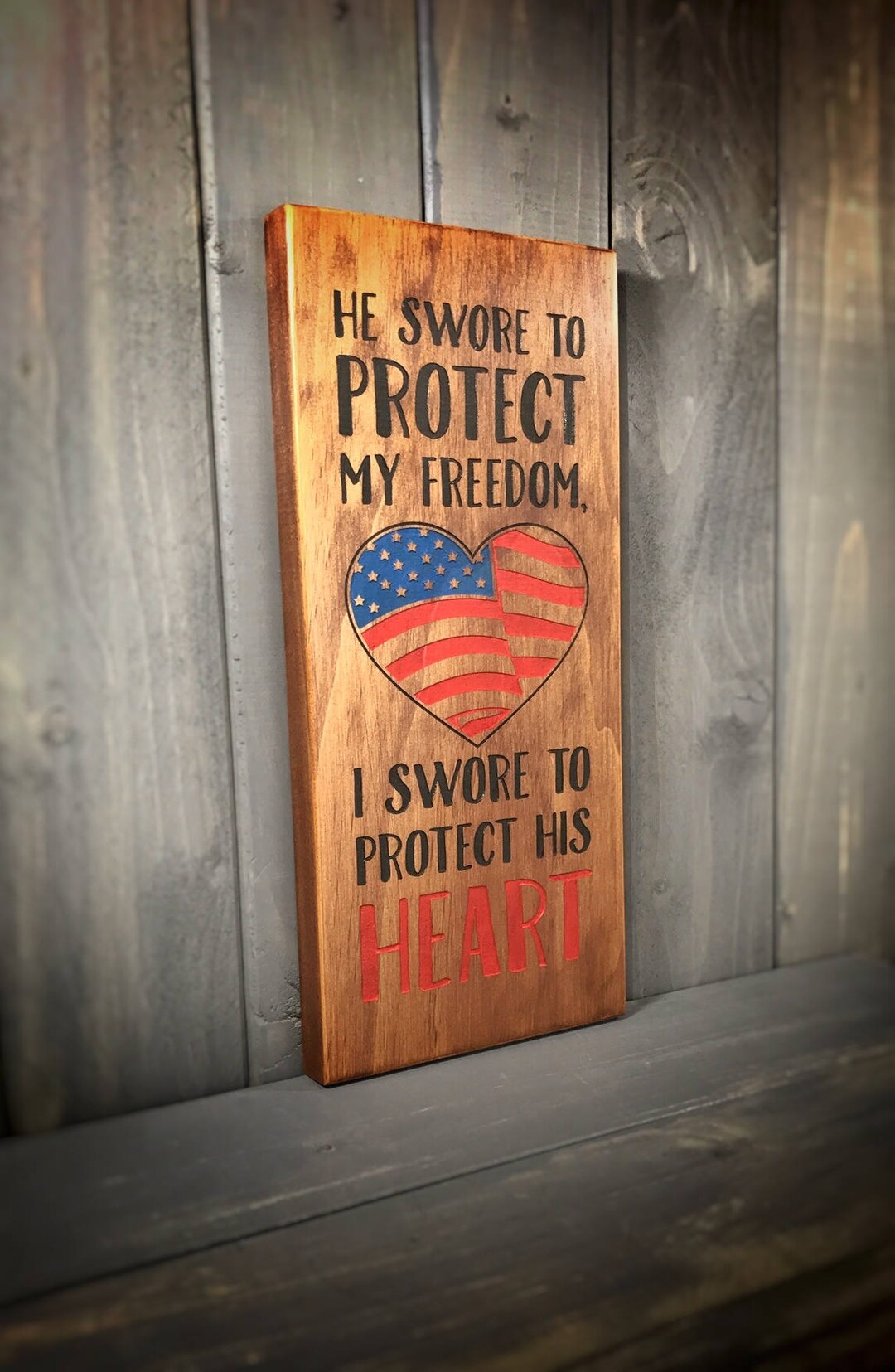 Patriotic Wood Sign - Military Wife - Military Spouse - Red White and ...