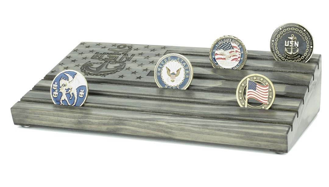 Chief Petty Officer Coin Rack - Black - Challenge Coin Display - CPO ...