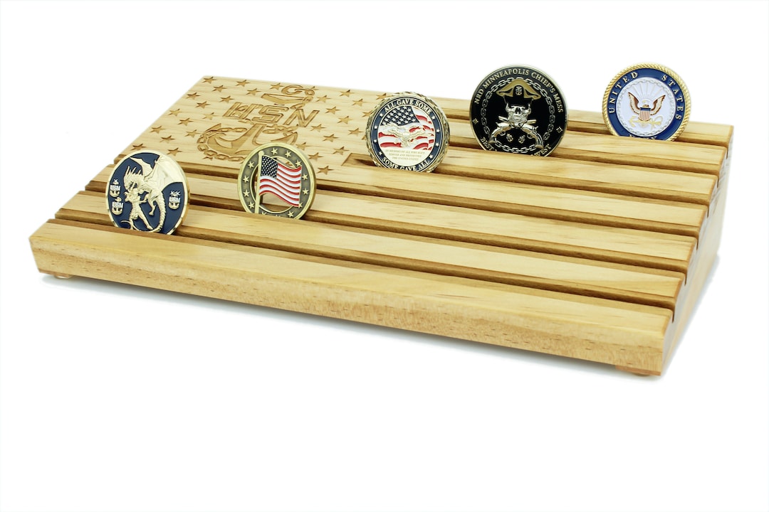 Chief Petty Officer Coin Holder - Blonde Challenge Coin Display - Chief ...