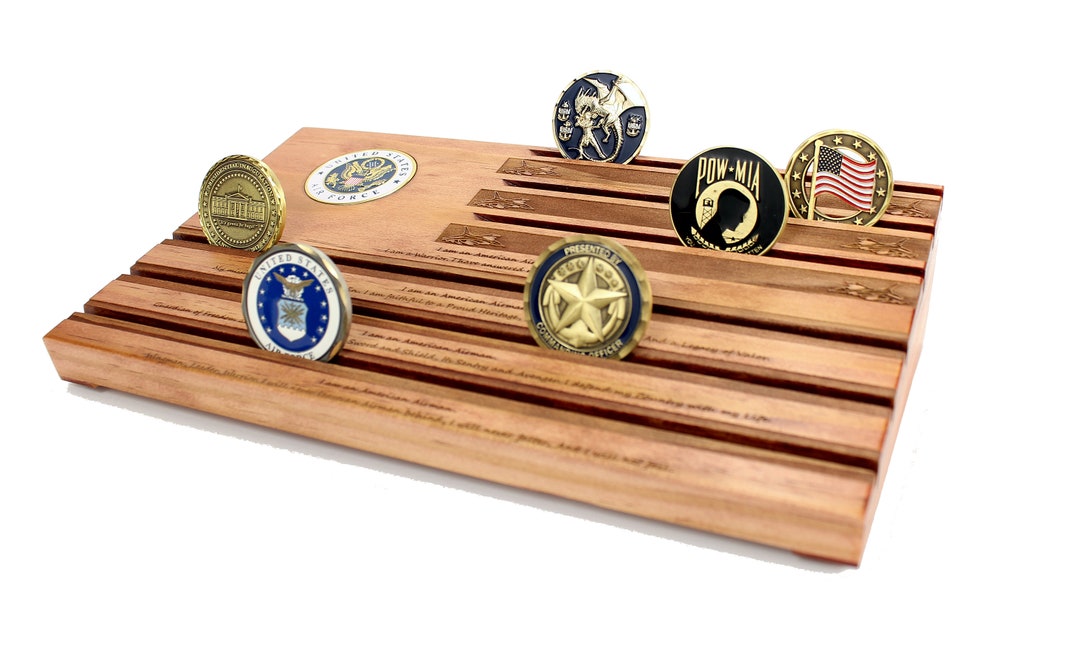 Red Air Force Challenge Coin Display - Airman's Creed Coin Holder ...