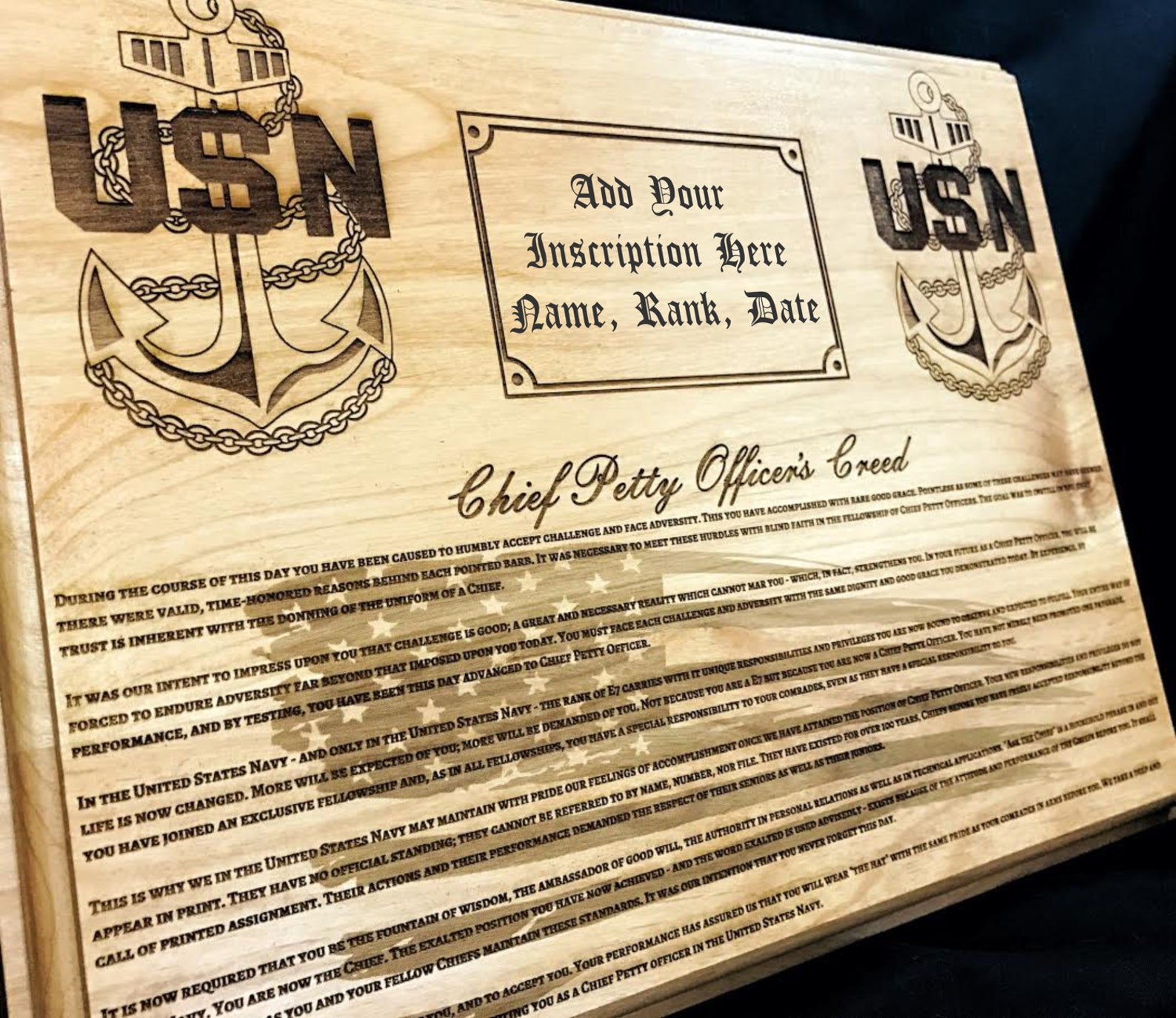 Personalized Navy Chief's Creed Plaque Chief Pinning | Etsy