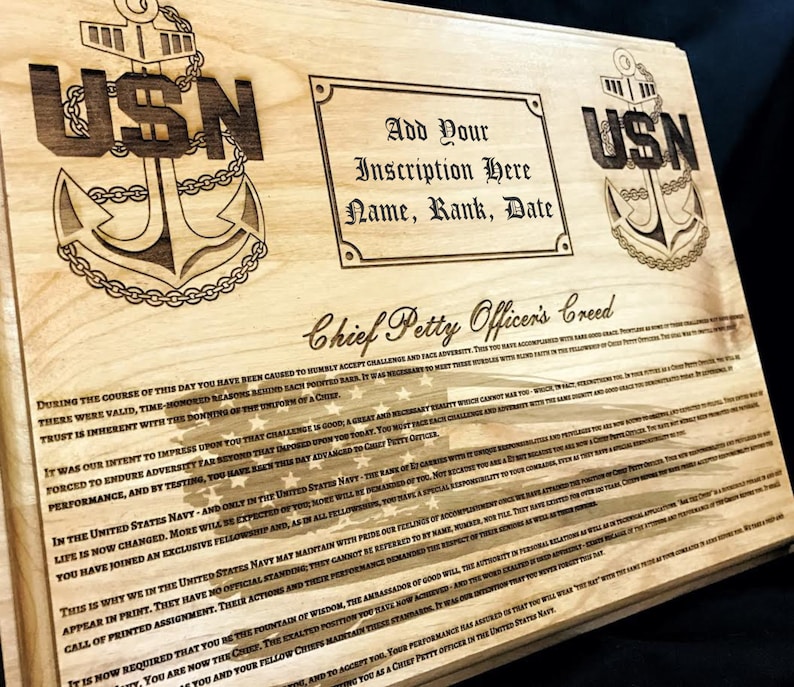 Personalized Navy Chief's Creed Plaque | Etsy