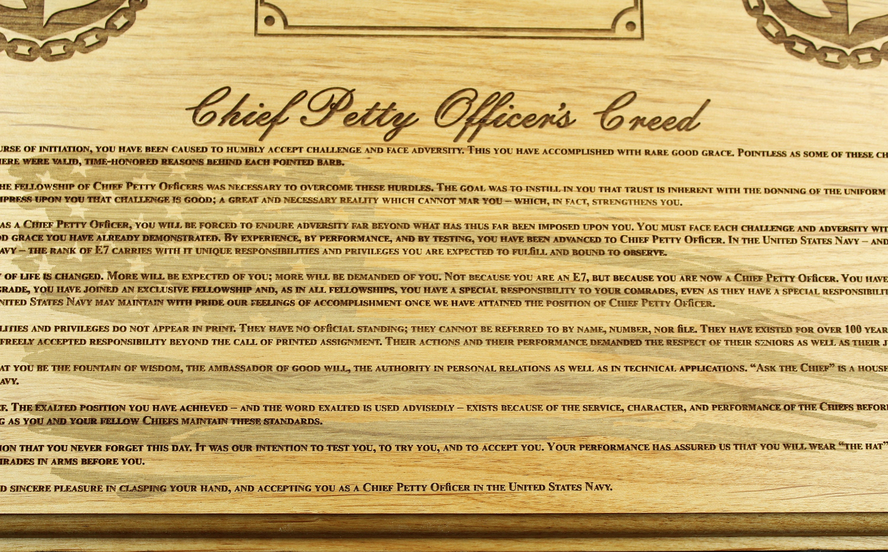 Personalized Navy Chief's Creed Plaque Chief Pinning - Etsy