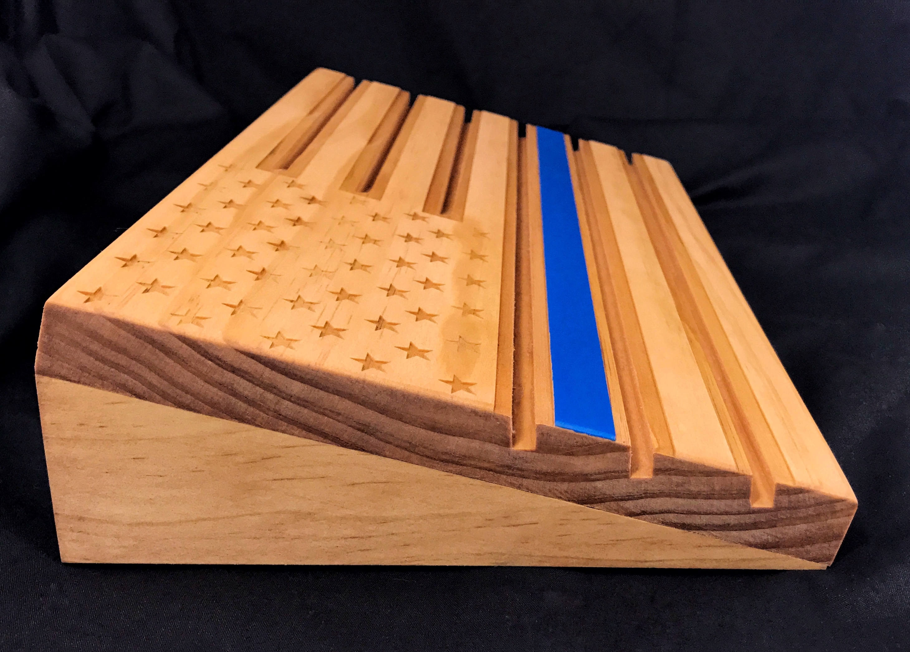 Police Coin Display Thin Blue Line Wood Flag Challenge | Etsy
