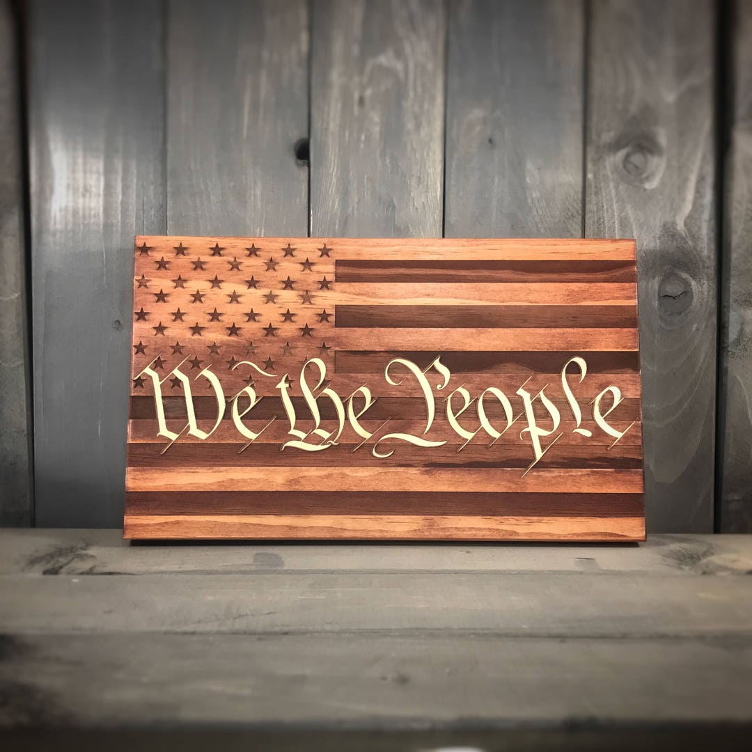 We the People Wall Hanging - Constitution Wall Flag - Engraved Gift ...