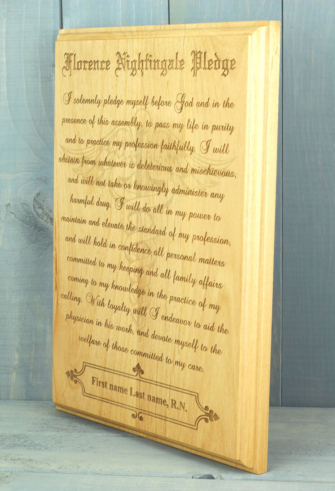 Florence Nightingale Pledge With Caduceus Plaque - Personalized - Etsy