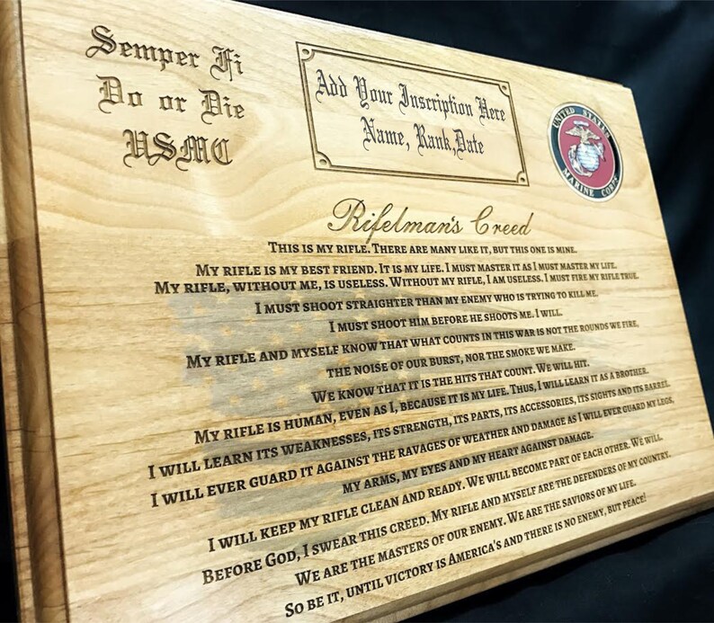 Personalized Marine Corp Rifleman's Creed Plaque Marine | Etsy