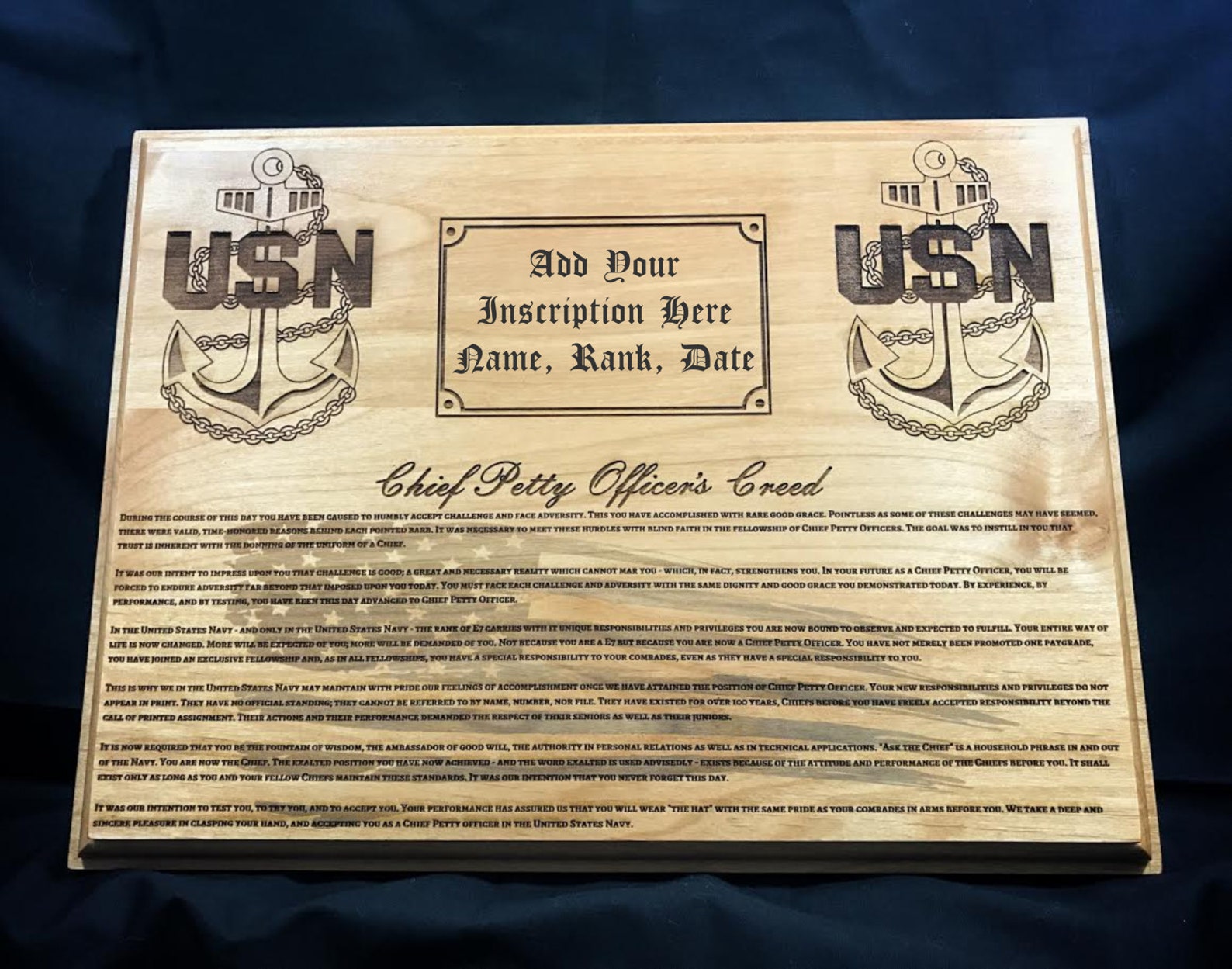 Personalized Navy Chief's Creed Plaque Chief Pinning | Etsy