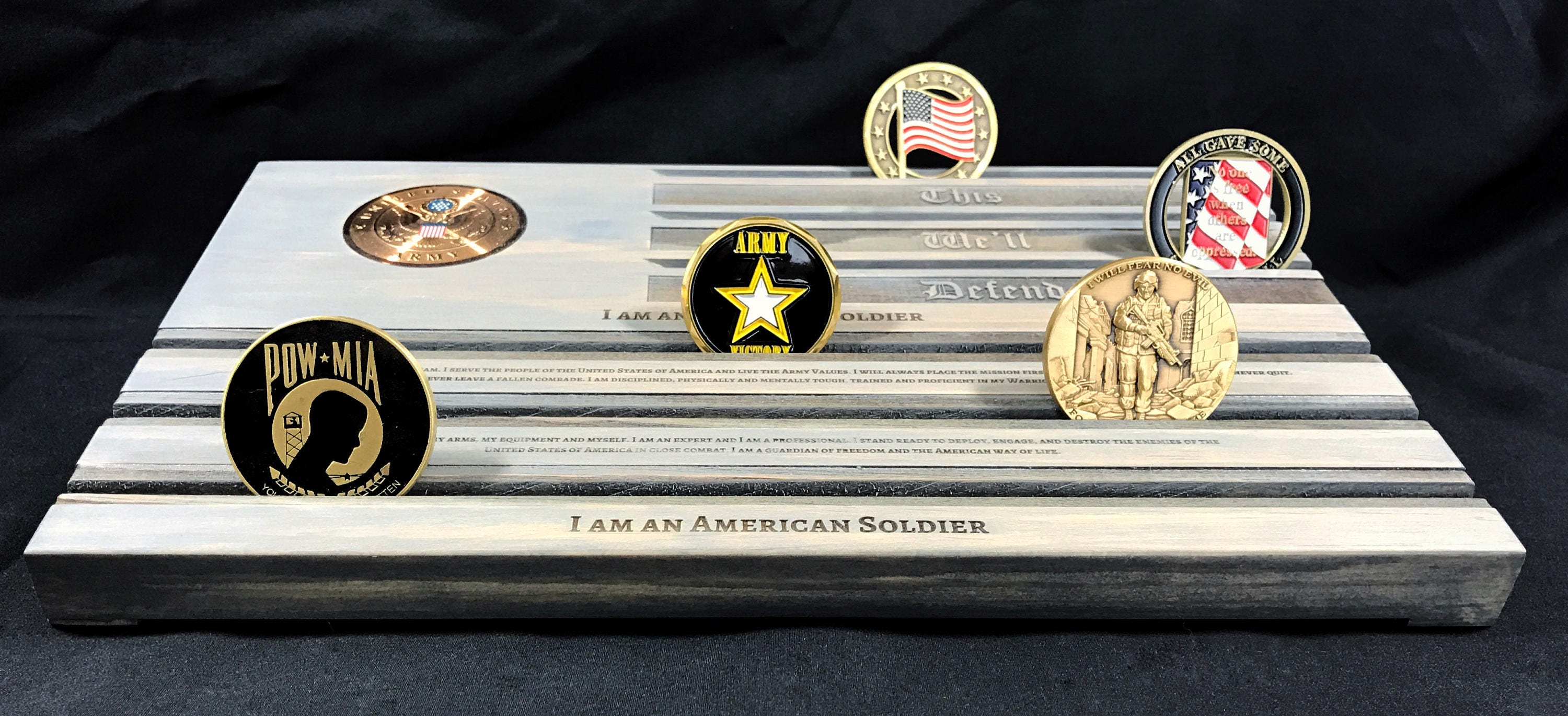 Gray Army Challenge Coin Display Army Coin Rack | Etsy