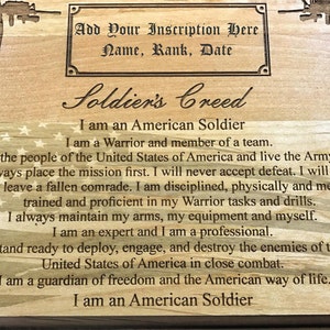 Personalized Army Award - Army Soldier's Creed Plaque - Etsy