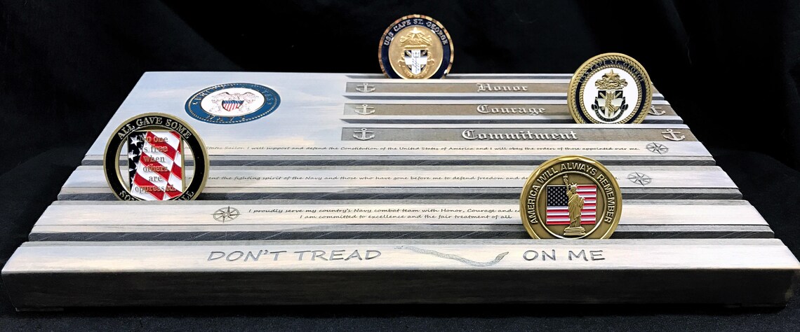 Navy Officer Challenge Coin Display Gray Personalize - Etsy