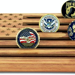 Wood Engraved Red Challenge Coin Display - Red - Personalized - Etsy