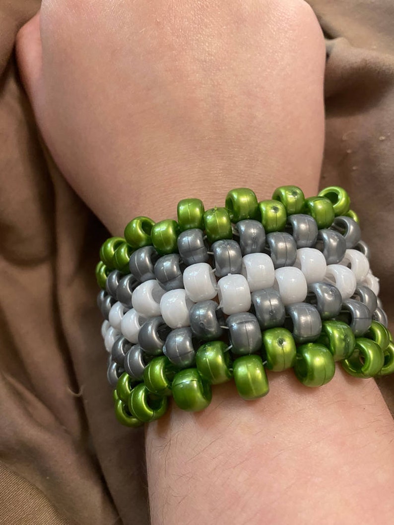 Grayromantic/gray-aro Pride Flag Pearlescent Bead Kandi Cuff Bracelet ...