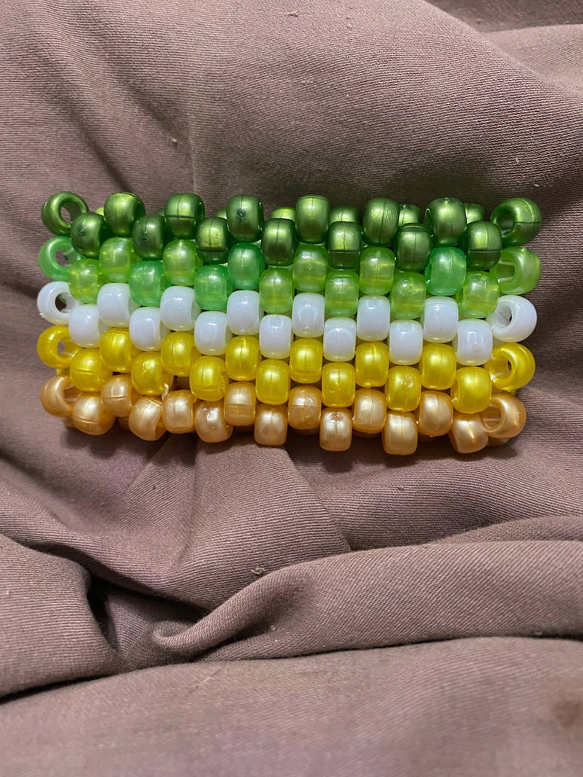 Allosexual Aromantic (alloaro) Pride Flag Pearlescent Bead Kandi Cuff ...