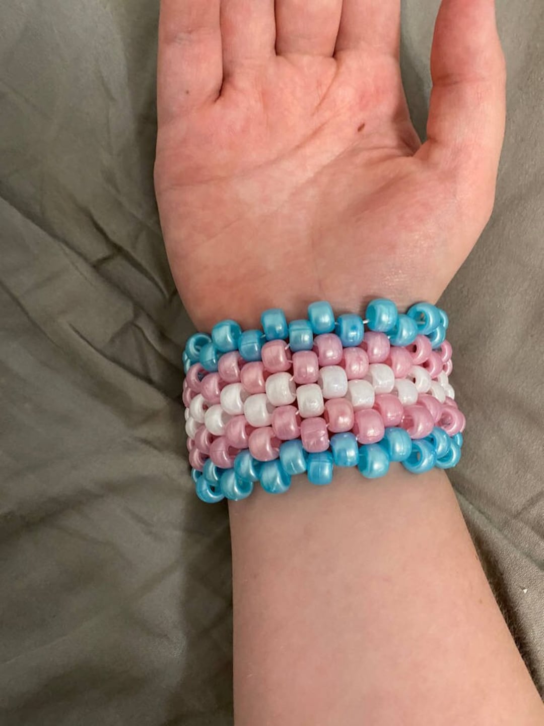 Transgender Pride Flag Pearlescent Bead Kandi Cuff Bracelet - Etsy