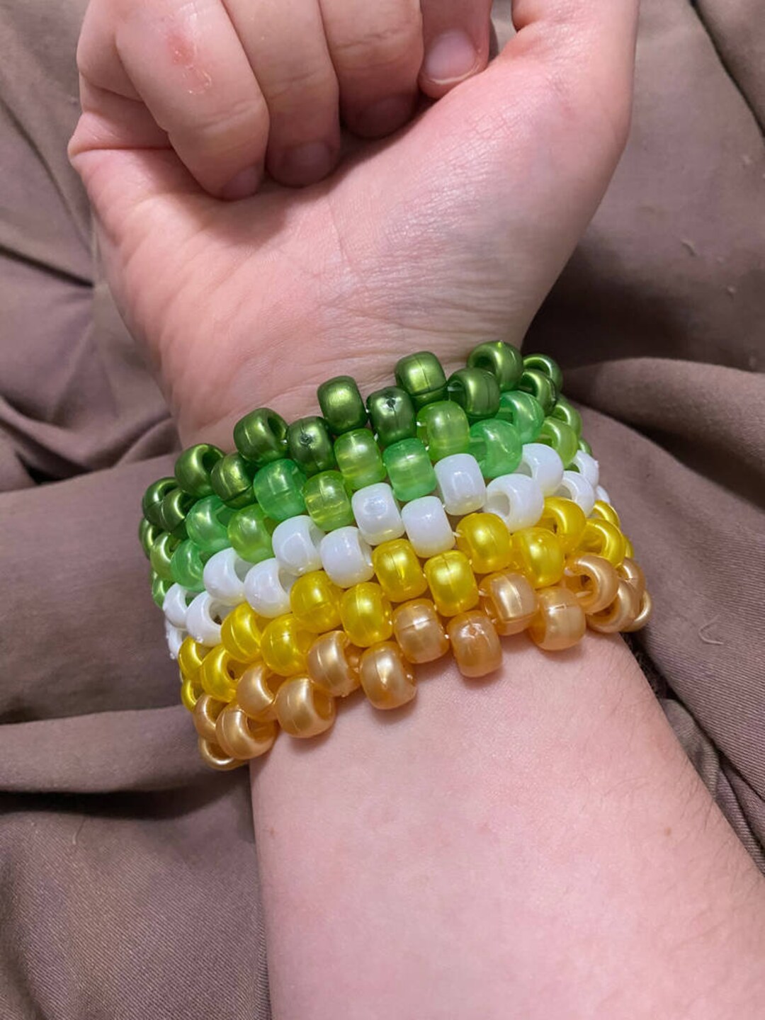 Allosexual Aromantic (alloaro) Pride Flag Pearlescent Bead Kandi Cuff ...