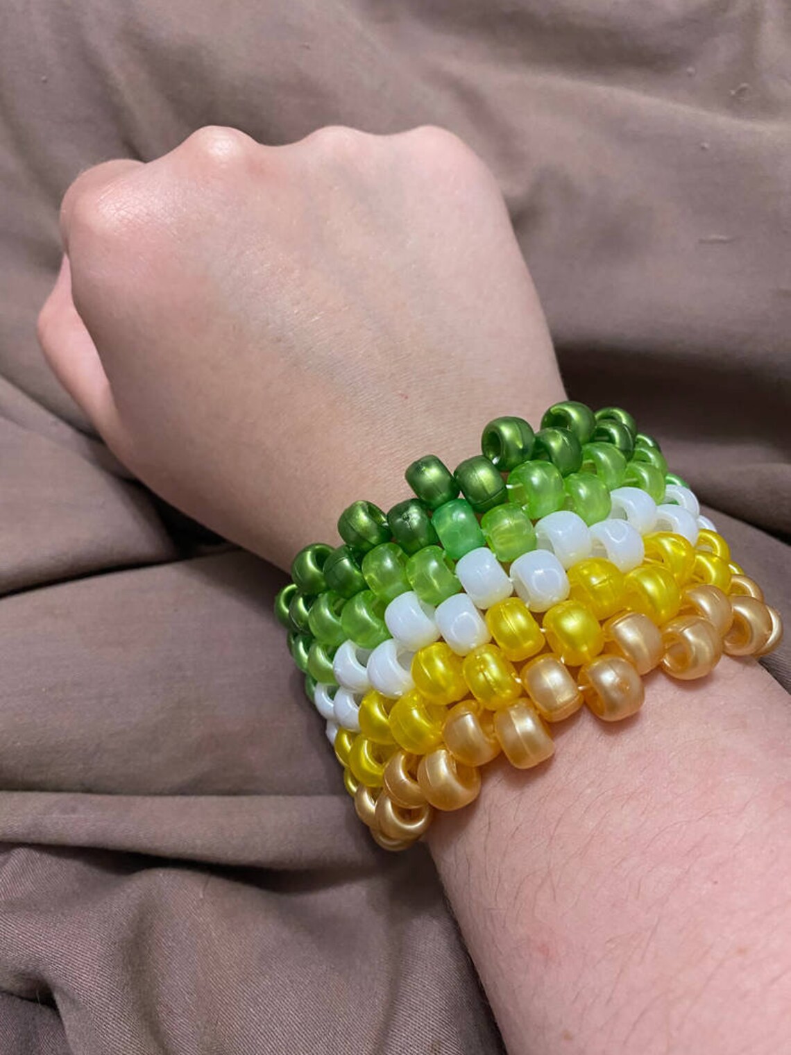 Allosexual Aromantic (alloaro) Pride Flag Pearlescent Bead Kandi Cuff ...
