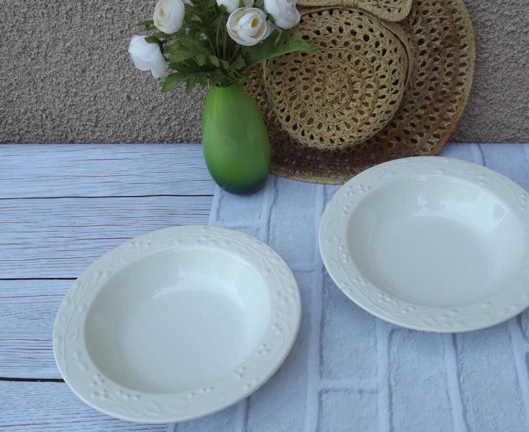 2 Large Round Soup Plates, Italian Dishes Signed Ceramica Dalia ...