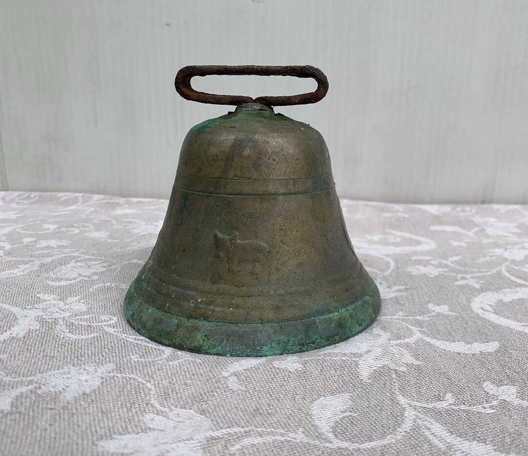 Large Antique Cowbell With Original Ringing, Primitive Brass Bell ...