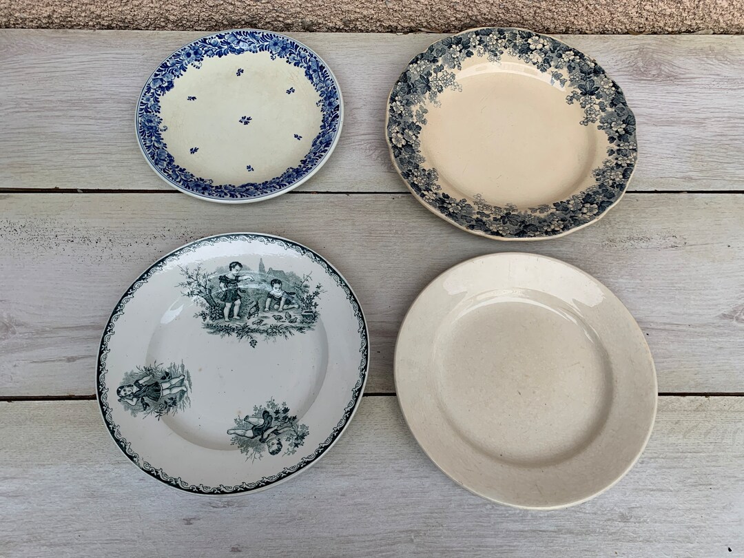 Lot 4 Various Antique Ironstone Plates / Delft, St Amand ,digoin ...