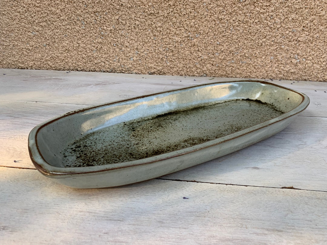 Vintage Grès Du Loir Blue Pyrite Handmade Antique Rectangular Dish for ...