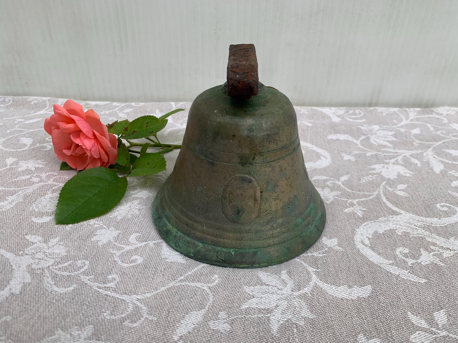 Large Antique Cowbell With Original Ringing, Primitive Brass Bell ...