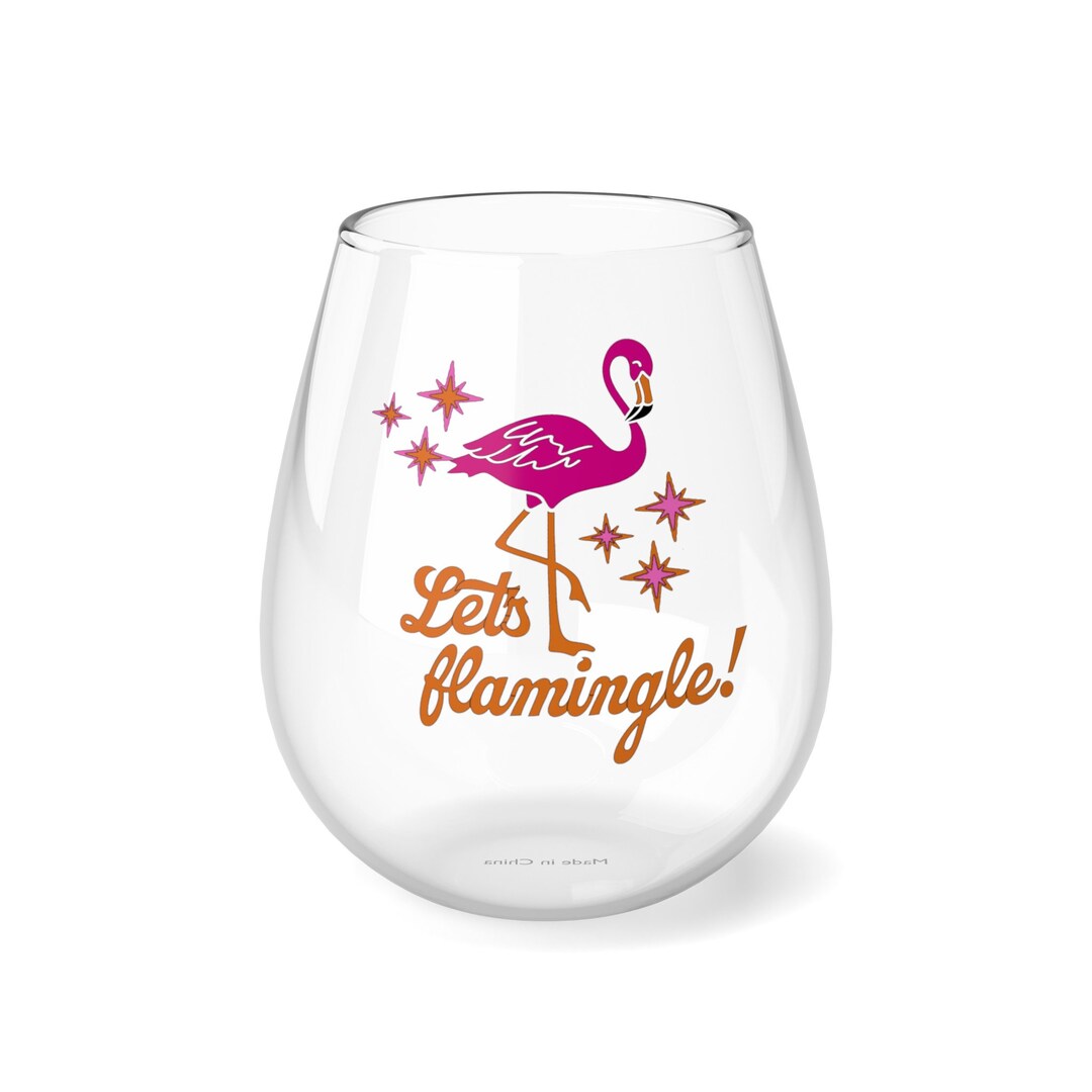 Adorable Flamingo Stemless Wine Glass 1175oz Etsy