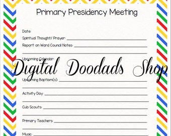Primary Presidency Meeting Template - Etsy